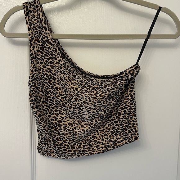 SHEIN | Tops | One Shoulder Cheetah Print Crop Top Size Small Worn Once ...